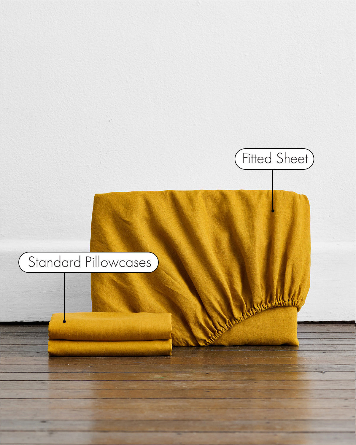 Turmeric 100% French Flax Linen Fitted Sheet Set – Bed Threads